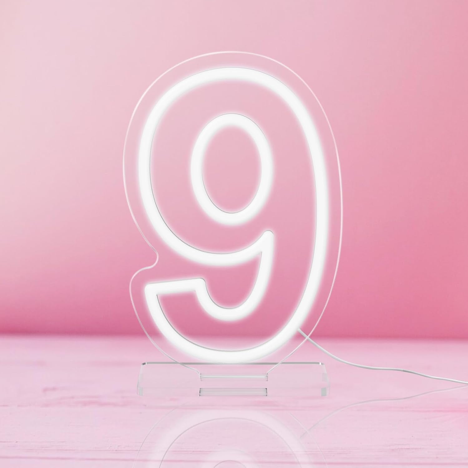 YALLOVE Neon Sign Number 9, 9.8 inches Height USB Powered Night Light ...