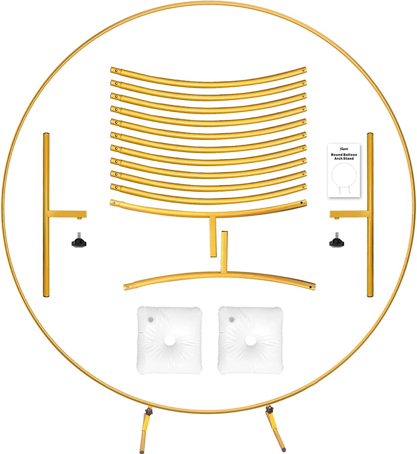 YALLOVE DIY Round Balloon Arch Kit for Graduation, 6ft Gold Metal Frame ...