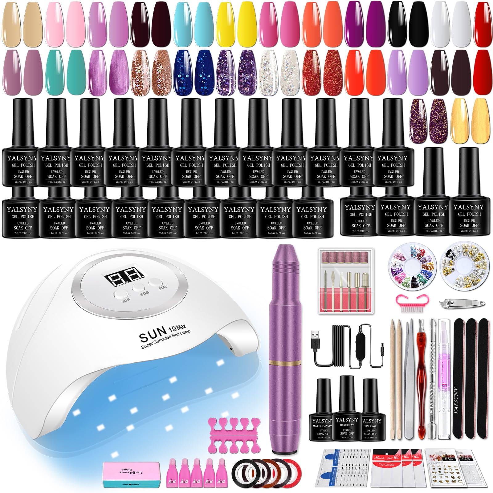 YALSYNY Gel Nail Polish Kit,With UV LED Nail Dryer,Electric nail drill ...