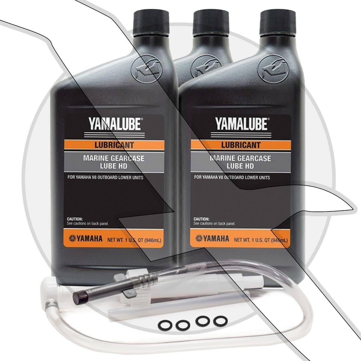 YAMAHA Yamalube OEM TWIN Outboard HD Heavy Duty Gear Lube Kit w/Pump ...
