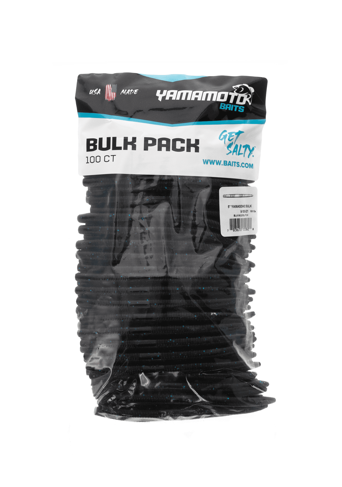 YAMAMOTO 5'' SENKO / BLACK W/ LARGE BLUE FLAKE / 100 PACK - Walmart.com