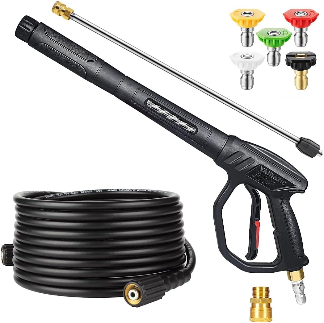 YAMATIC Pressure Washer Gun and Hose with Easy Pull Trigger, 3700 PSI ...