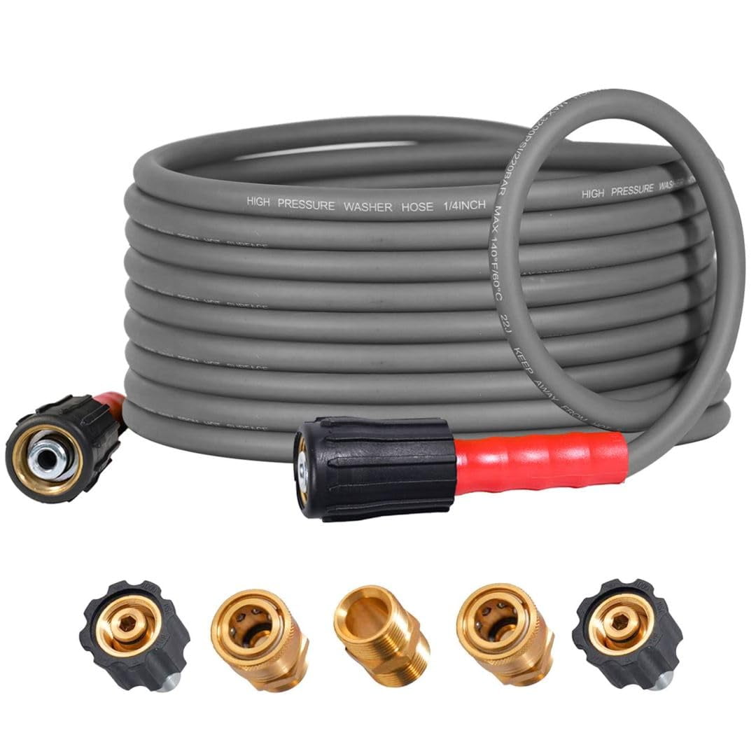 YAMATIC Pressure Washer Hose 25FT x 1/4", Kink Resistant 3200 PSI Heavy ...