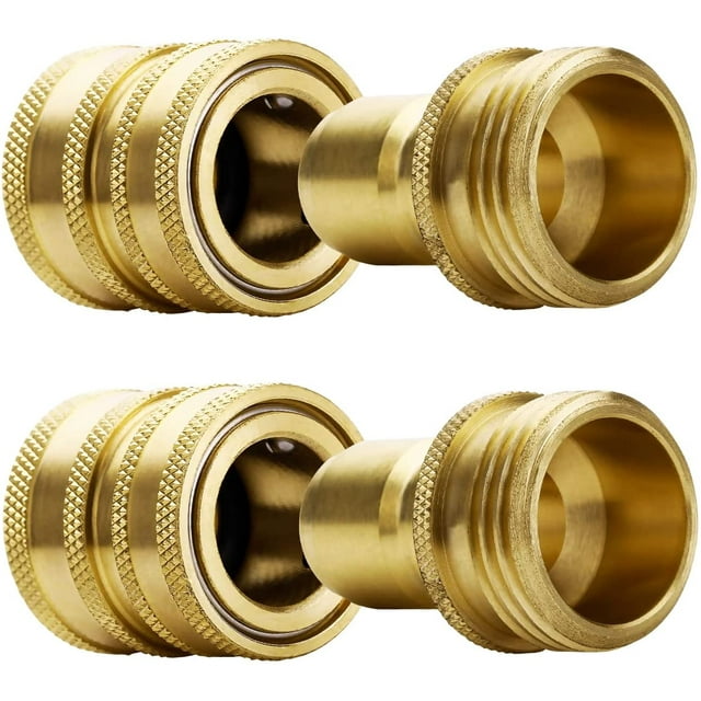 YAMATIC Solid Brass Garden Hose Quick Connect Set, 3/4 Inch GHT Solid ...