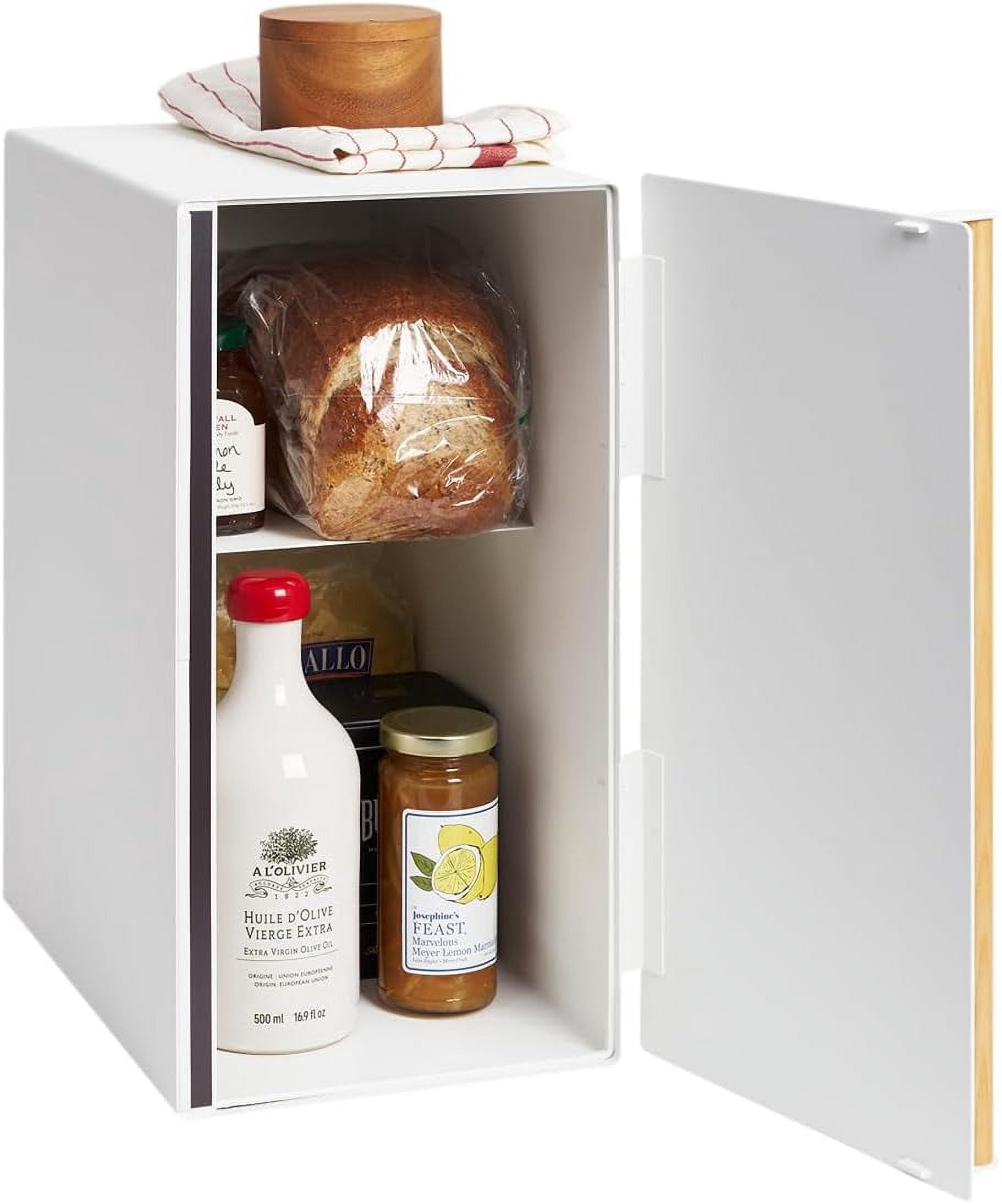 YAMAZAKI Home Tosca Bread Box Keeper Holder Container, Metal Bread ...