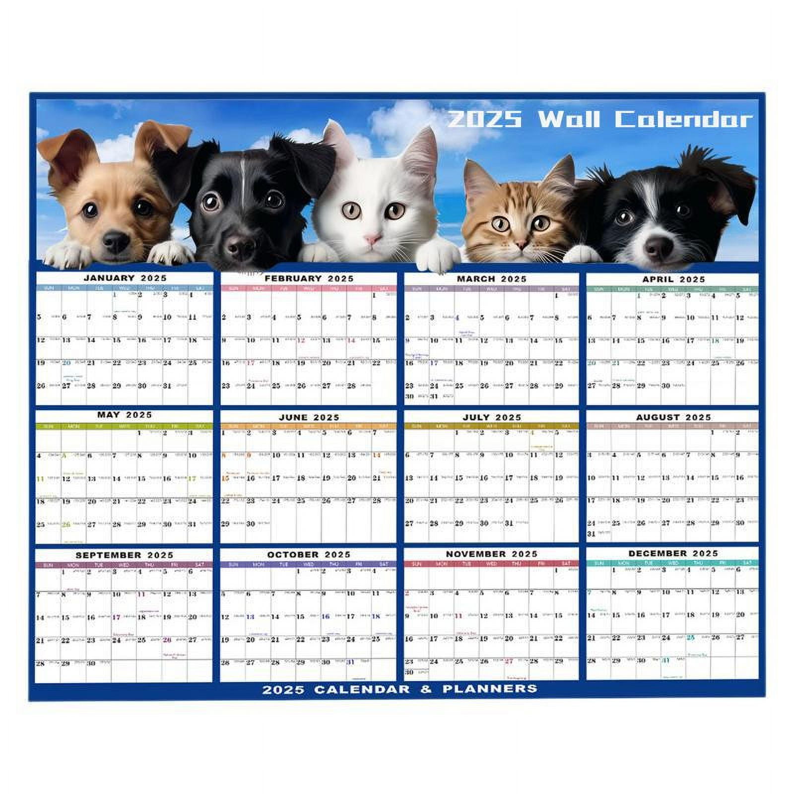 YAMB 2025 Cats & Dogs Monthly Wall Calendar,12 Month Large Wall ...