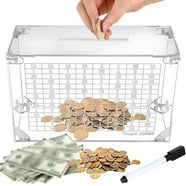 The Save Box, 10,000 Savings Challenge Box, Cash Vault Wooden Savings ...