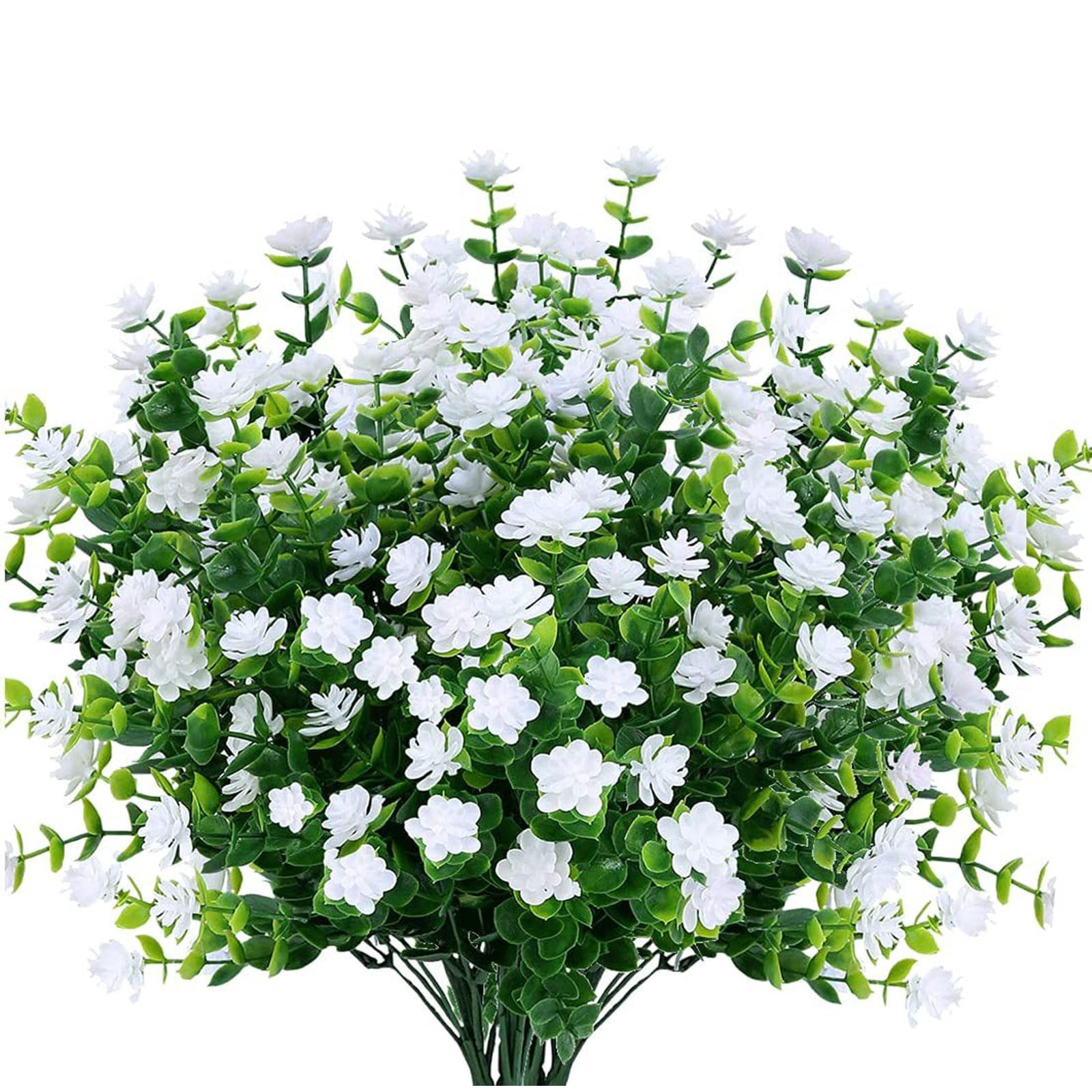 YAMB Artificial Eucalyptus Fake Flowers, Outdoor UV Resistant Boxwood ...