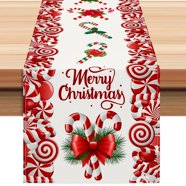 Holiday Time Christmas Candy Cane Stripe Fabric Tablecloth, Festive ...