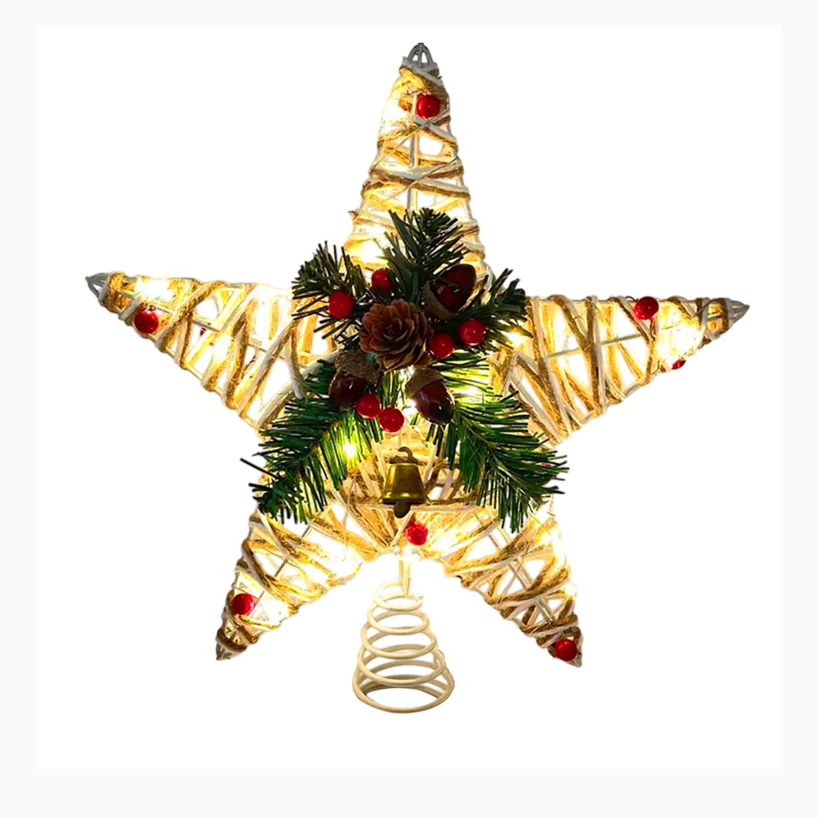 YAMB Christmas Rattan Star Tree Topper,3D Geometric Star Decorative ...