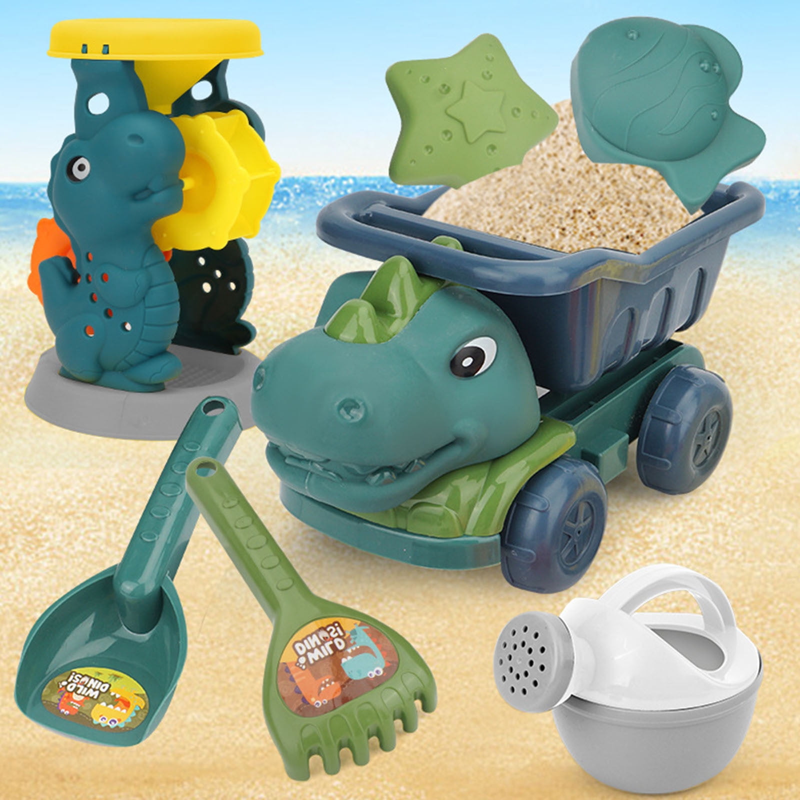 YAMB Dinosaur Beach Toys Set - Summer Sand Toys Set with Dinosaur Truck ...