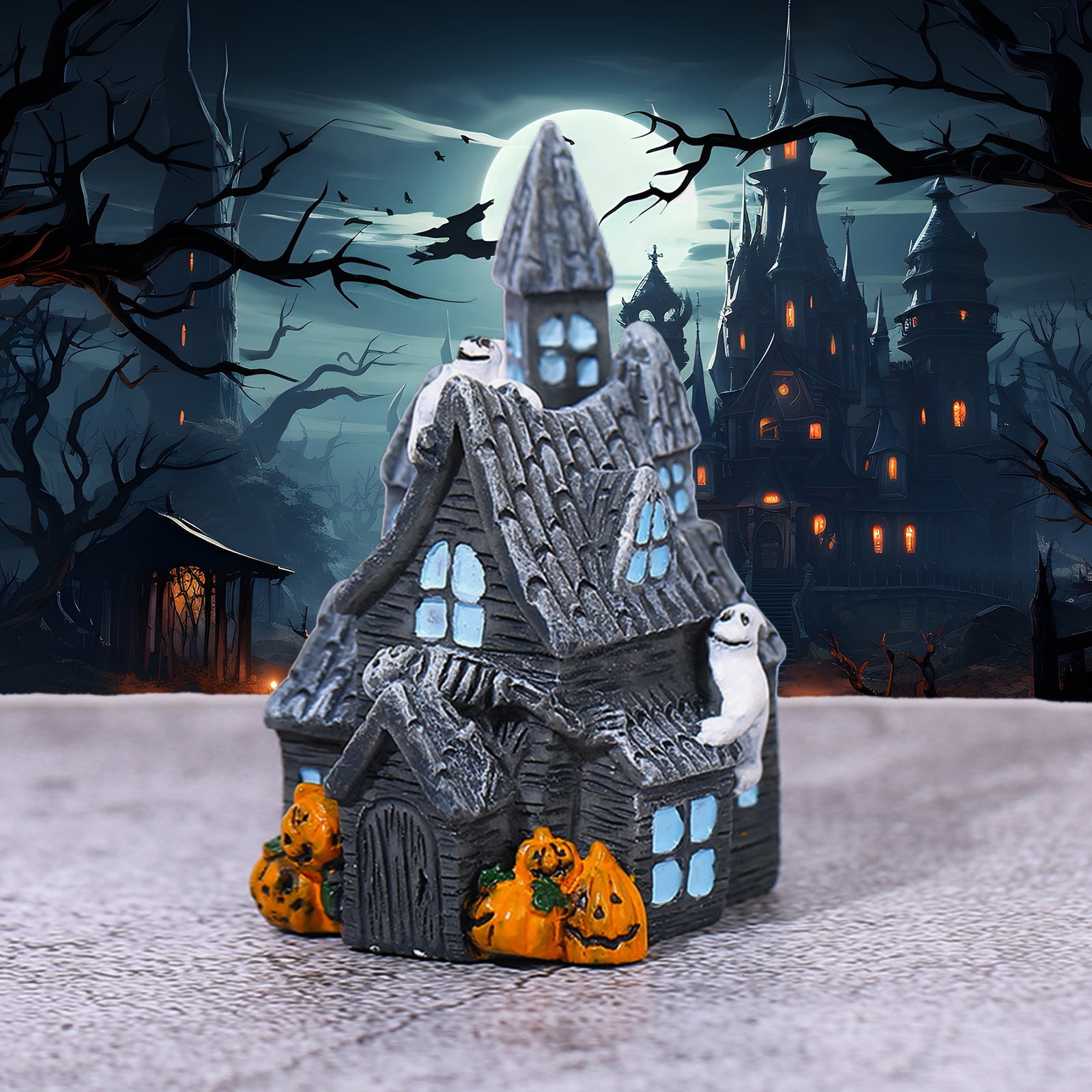 YAMB Halloween Haunted House Village Set - Miniature Spooky House ...