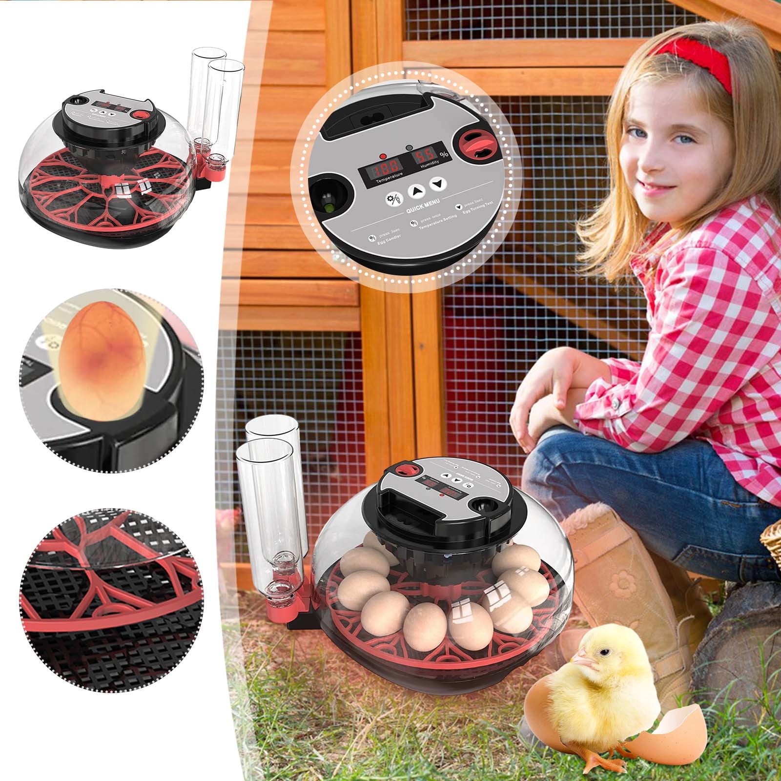 YAMB Incubator for Hatching Eggs,18 Egg Capacity Automatic Egg Turner ...