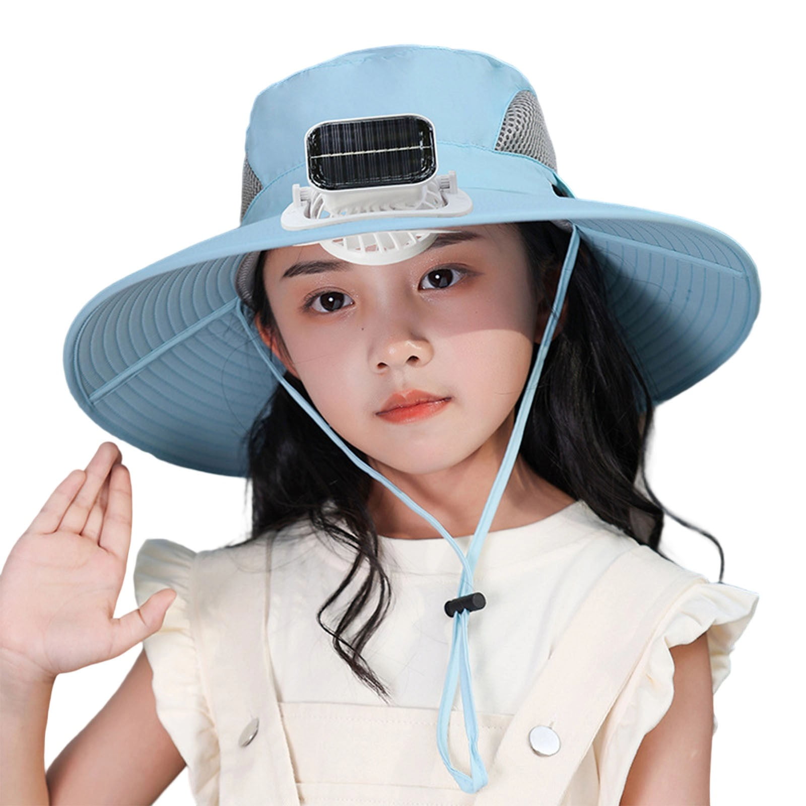 YAMB Kids Wide Brim Solar Fan Hat,Outdoor Solar Fan Hat for Kid UPF 50 ...