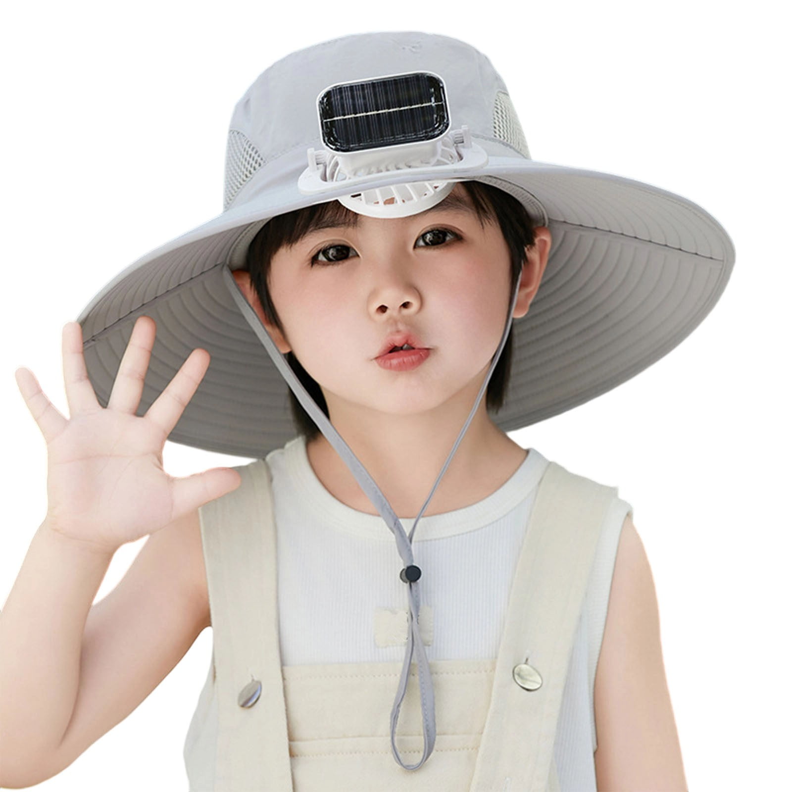 YAMB Kids Wide Brim Solar Fan Hat,Outdoor Solar Fan Hat for Kid UPF 50 ...