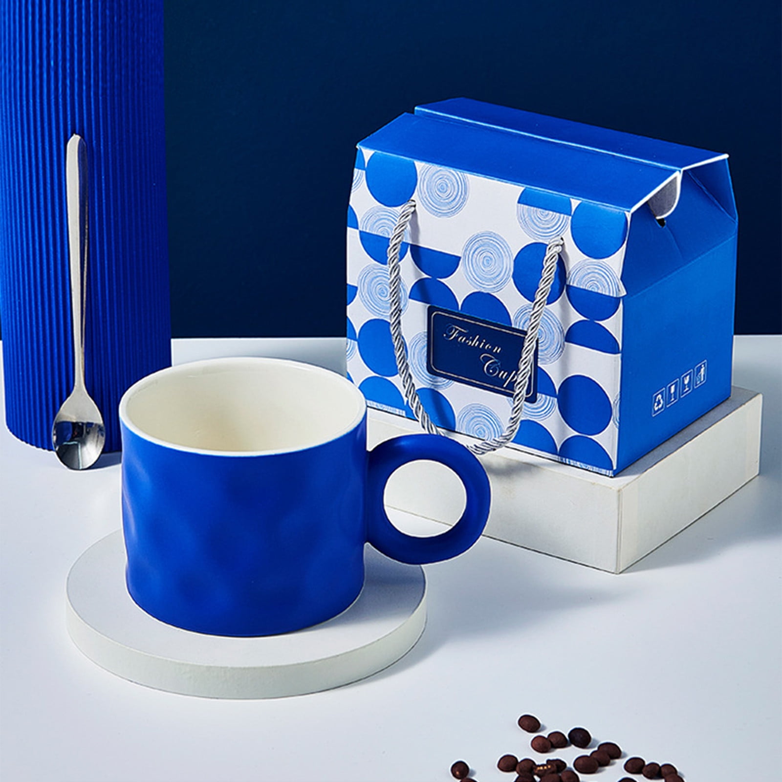 YAMB Klein Blue Coffee Mugs Set,6×3.2 Inch Simple Style Ceramic Mug ...