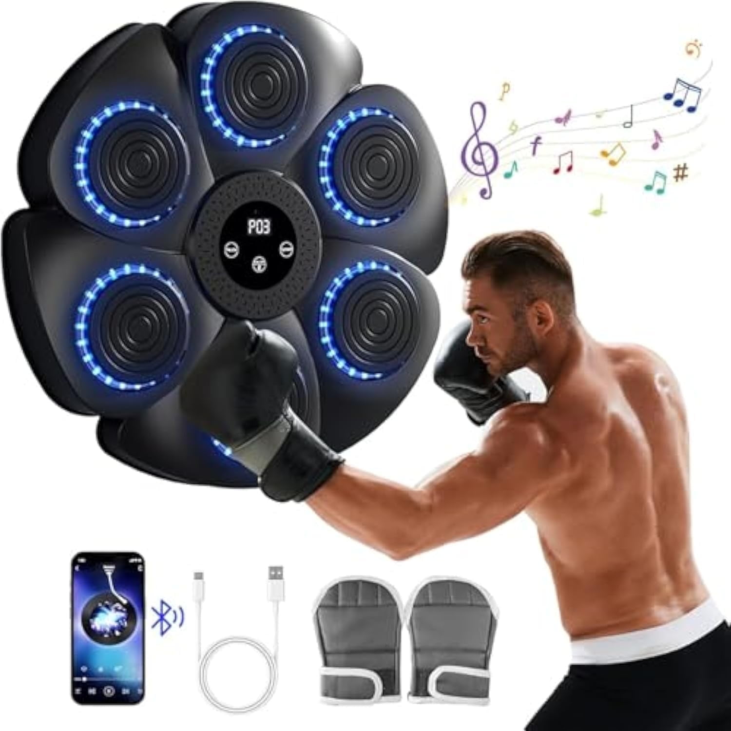 YAMB Music Boxing Machine for Home - Wall Mounted Punching Trainer with ...
