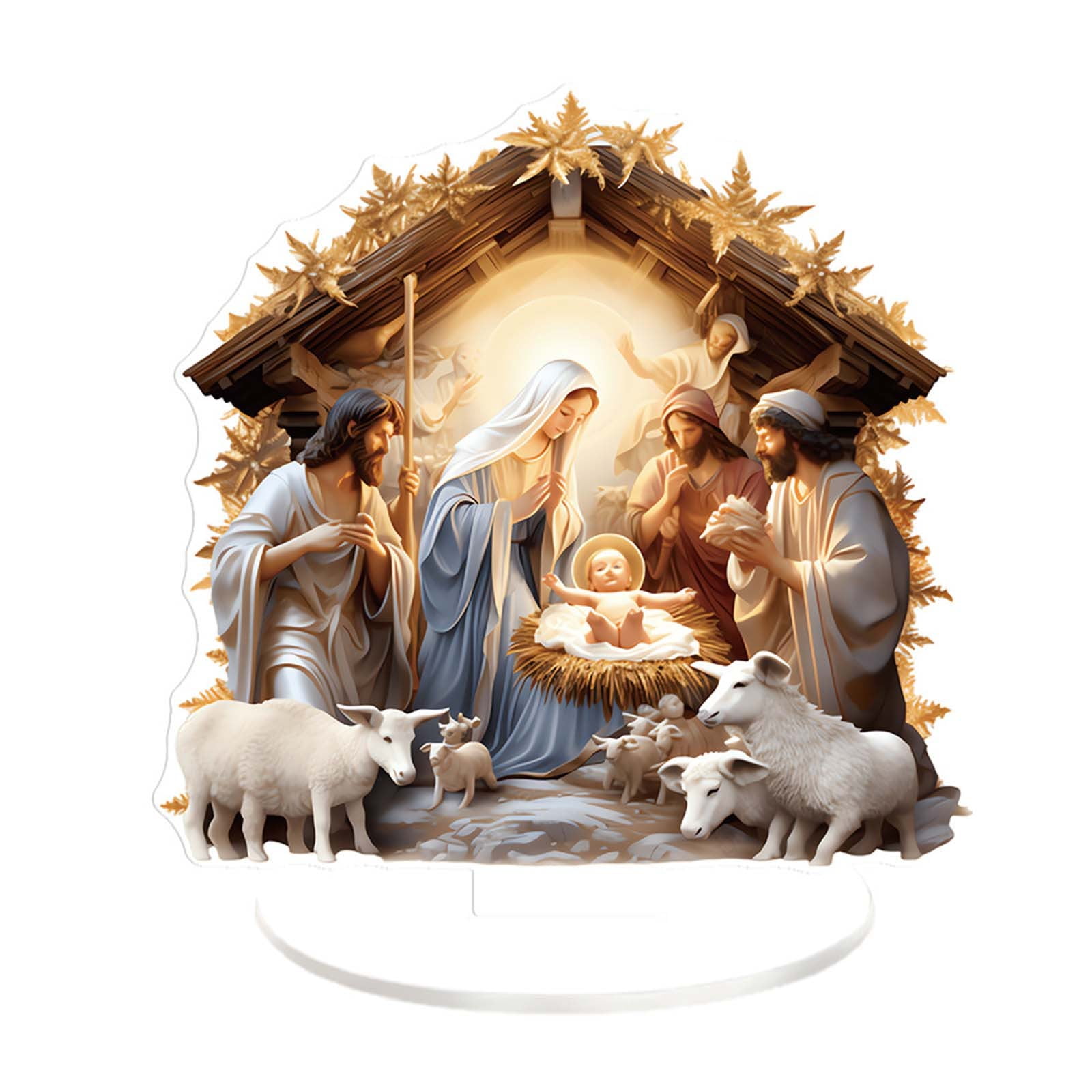 YAMB Nativity Scene Ornaments,7.5 Inch Birth of Jesus Christian Decor ...