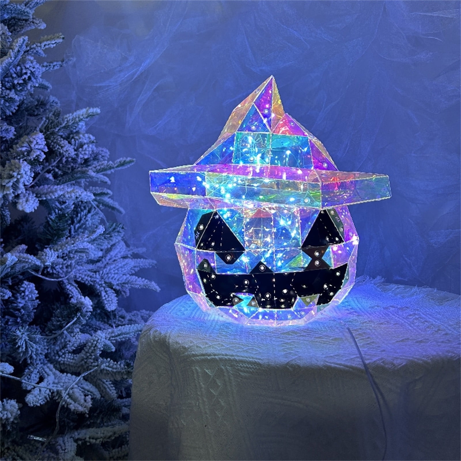 YAMB Prismatic Iridescent Spooky Pumpkin Statue,LED Pumpkin Statue,Art ...