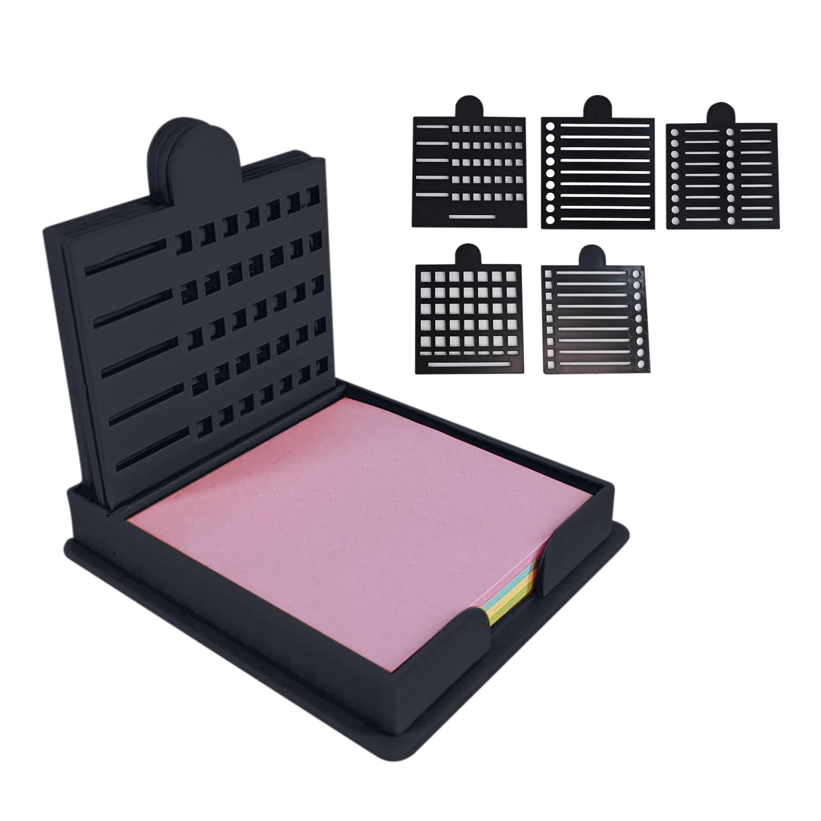 YAMB Sticky Note Holder with 5 Stencil,3 x 3 Reusable Sticky Note ...