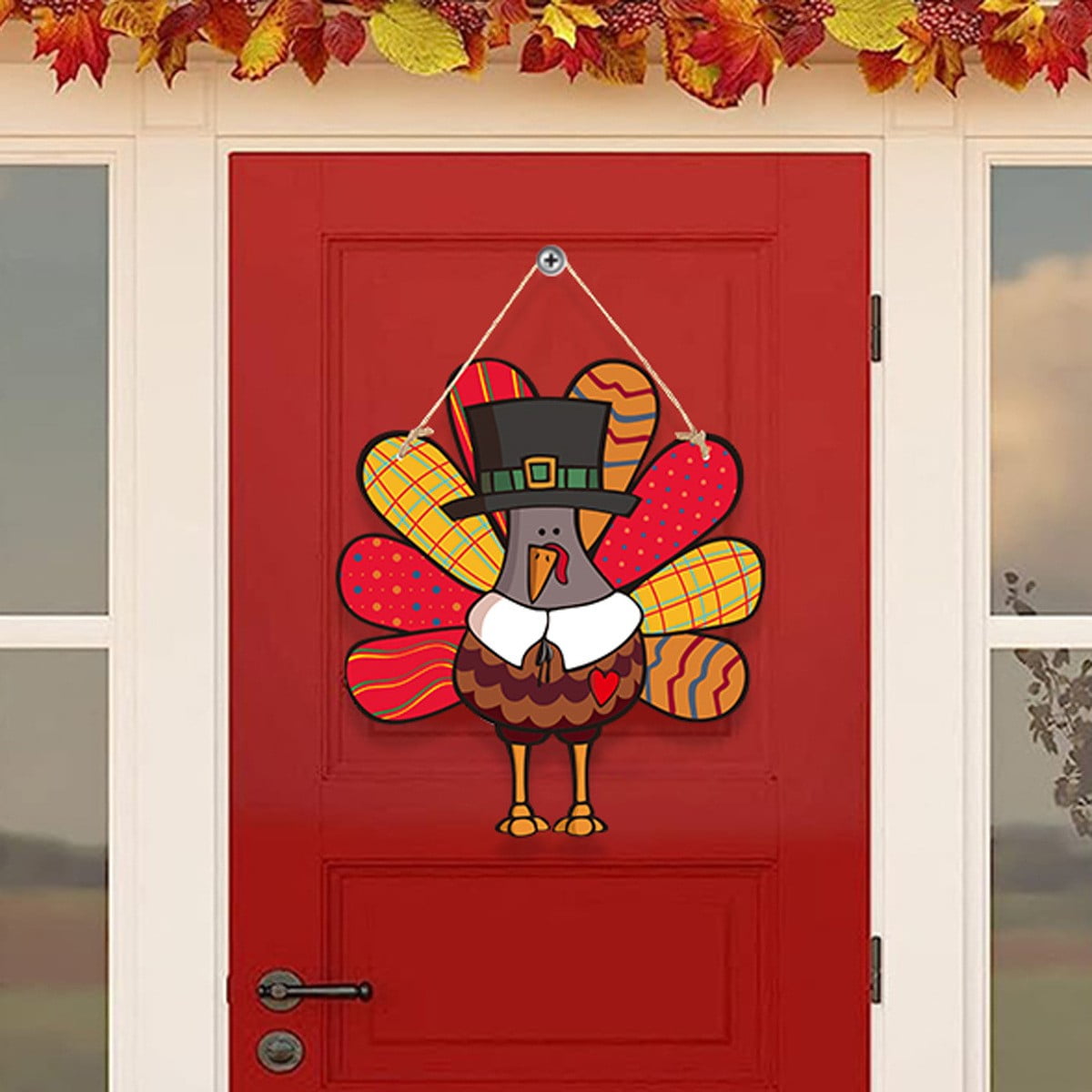 YAMB Thanksgiving Turkey Door Sign Decorations, Cute Turkeys Wooden ...