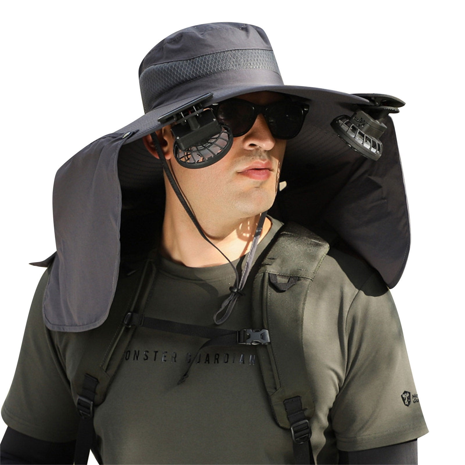 YAMB Wide Brim Solar Fan Hat with Neck Flap,Quick Dry Hiking Fishing ...