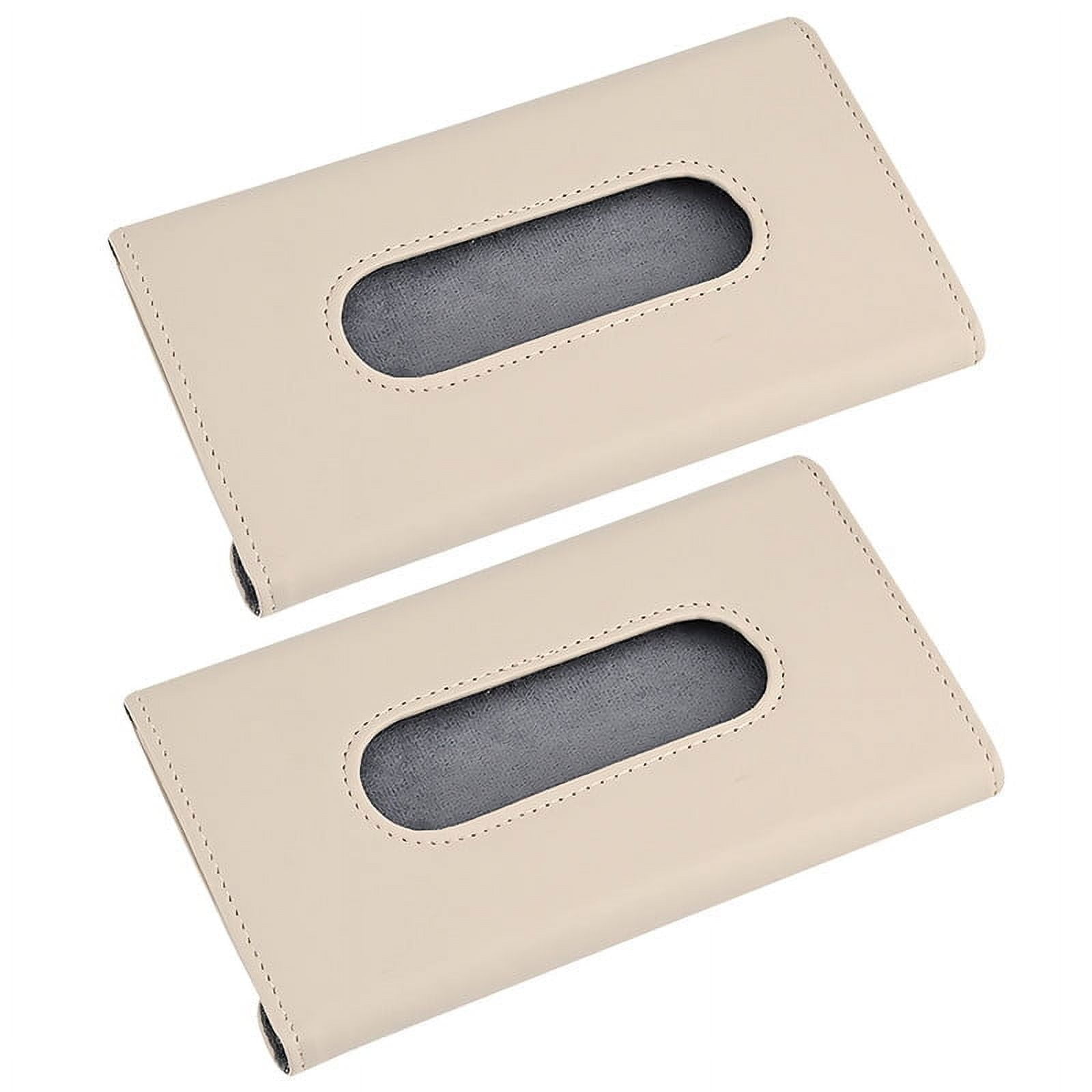 YAMUZONG 2 Pack Beige PU Leather Tissue Dispenser Hanging Case for Car ...