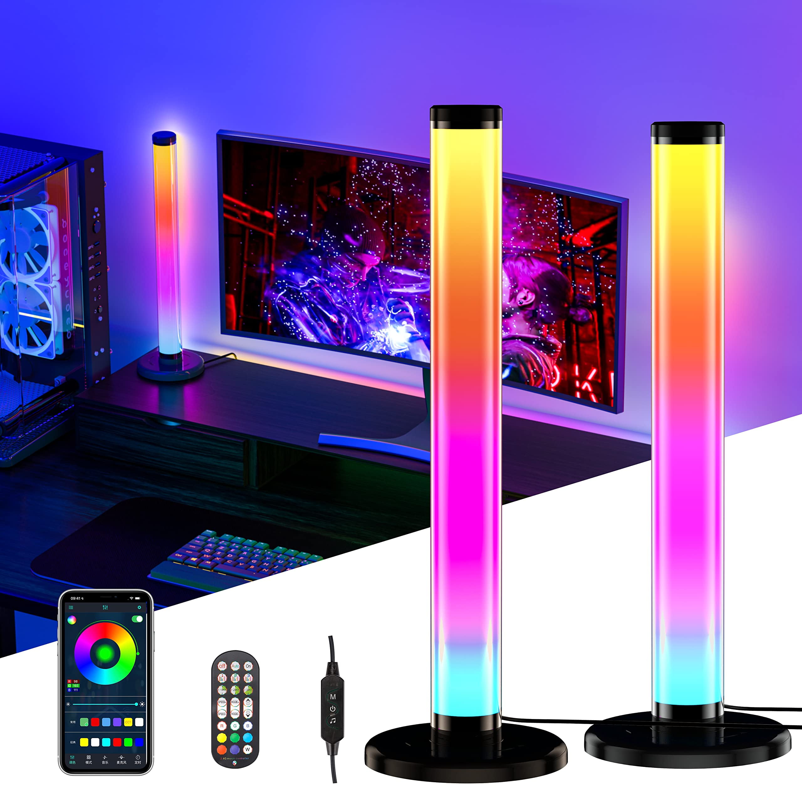 YAMYONE 360° RGB Lightbar, 16.5’’ LED Gaming Lights with 16 Mil. Color ...