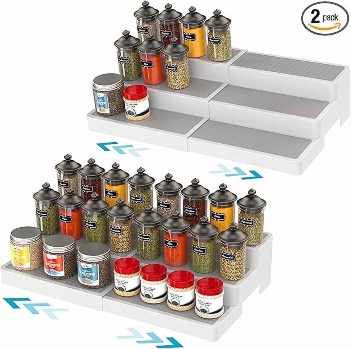 YAN & HIN Pack of 2, 3-Tier Spice Racks, Expandable and Non-Skid, Ideal ...