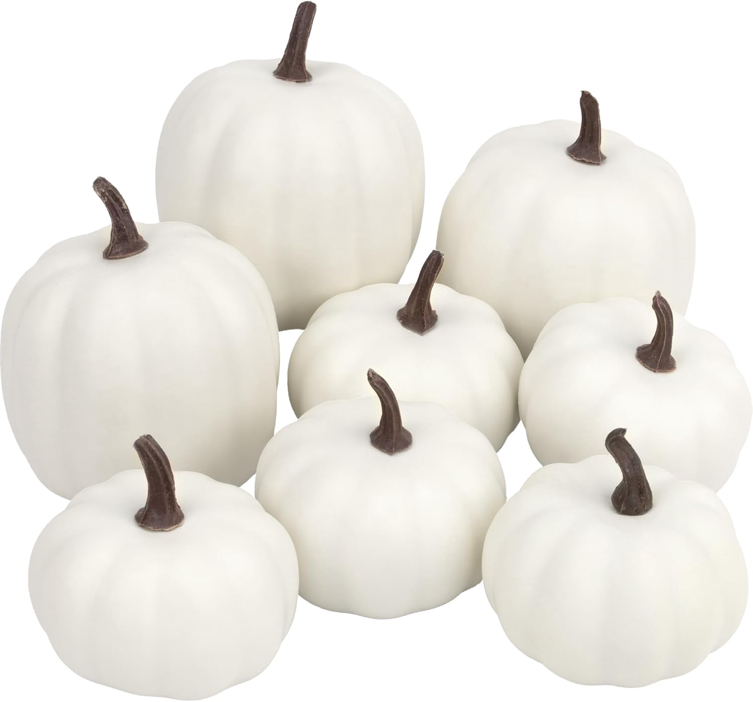 YANCA Pumpkin Decor - White Artificial Pumpkins - 8 PCS Foam Pumpkin ...