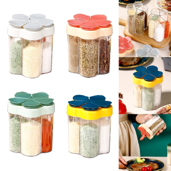 YANDE - 4.3in 5-Section Airtight Spice Box, Transparent Kitchen ...
