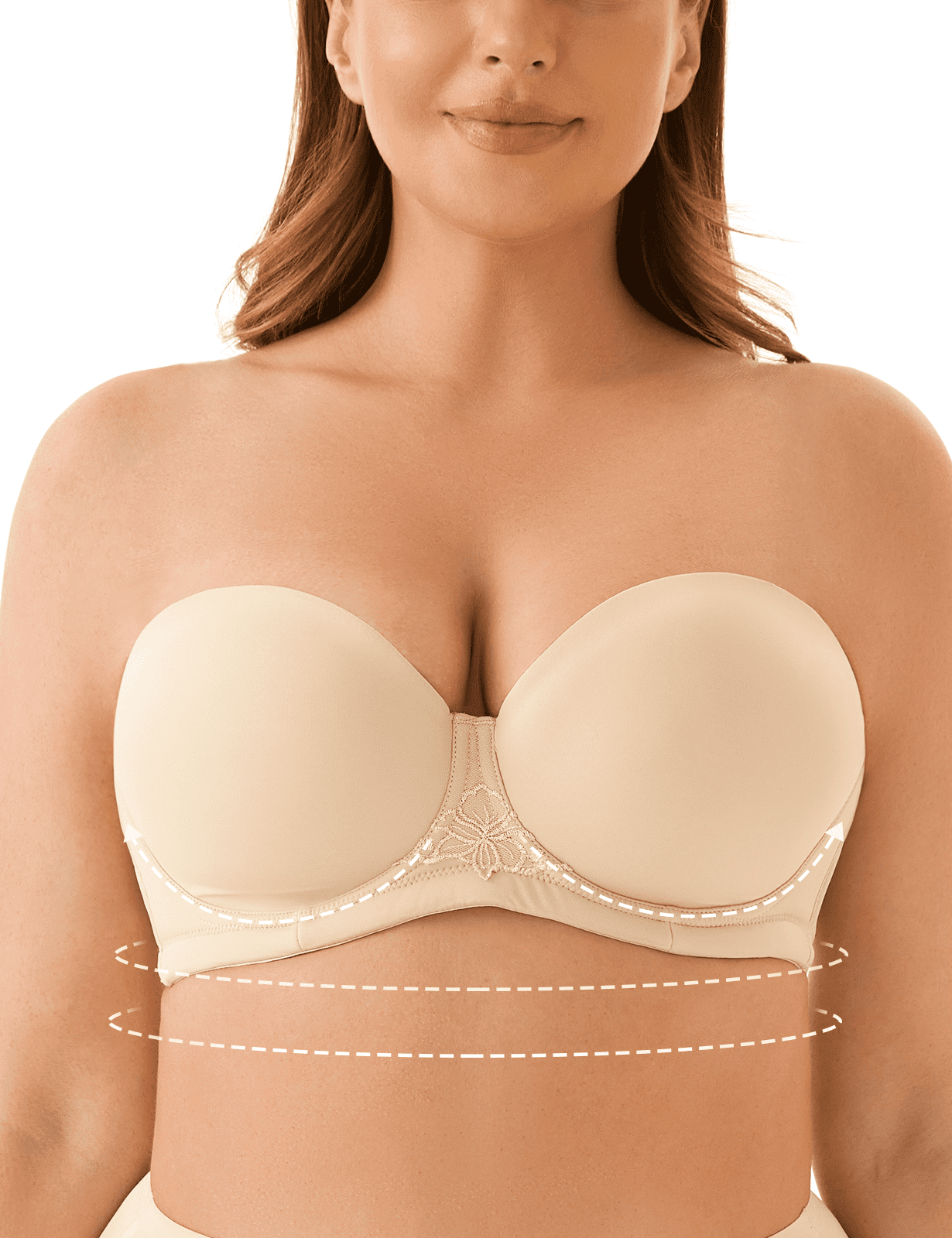YANDW Women Plus Size Strapless Bra Convertible Full Coverage Multiway Bras, Beige 38G - Walmart.com
