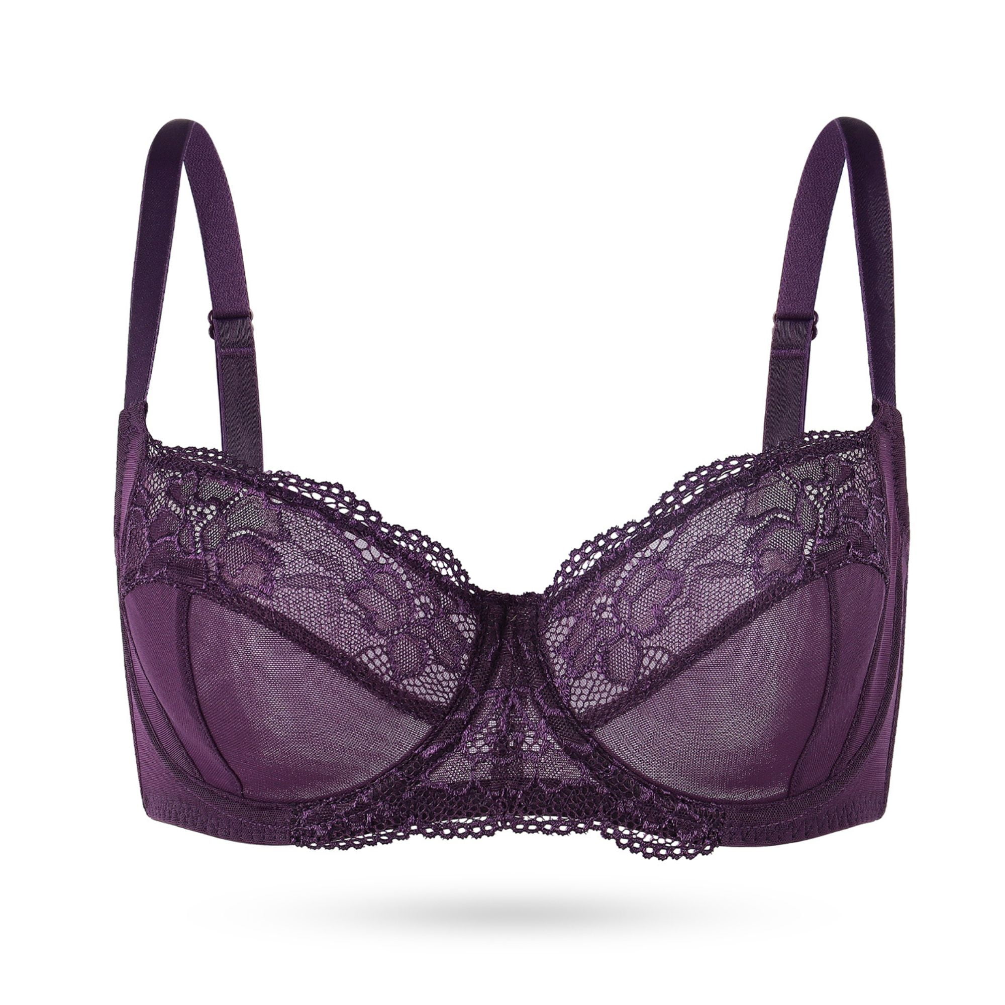 Yandw Plus Size Unlined Balconette Bra Lace Demi Bralettes Underwire