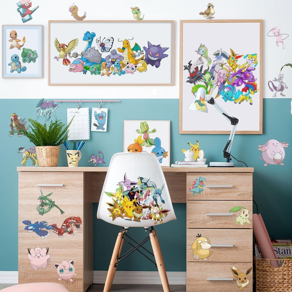 YANEALE Anime Wall Decals 36 Pcs Large Waterproof Removable Cartoon B ...