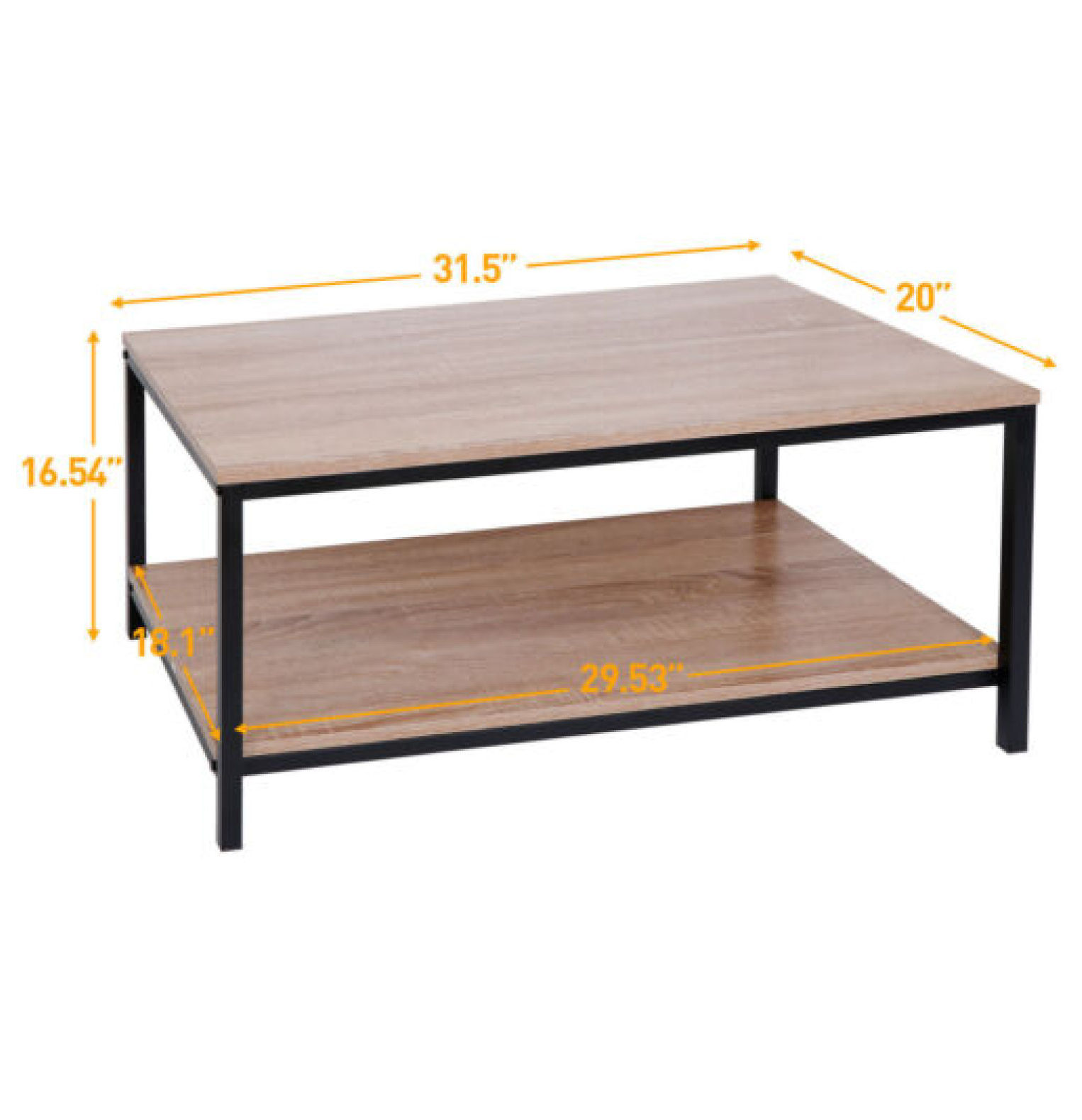 YANFEN 2 Tier Durable Wood Coffee Table with Stable Metal Feet Living ...