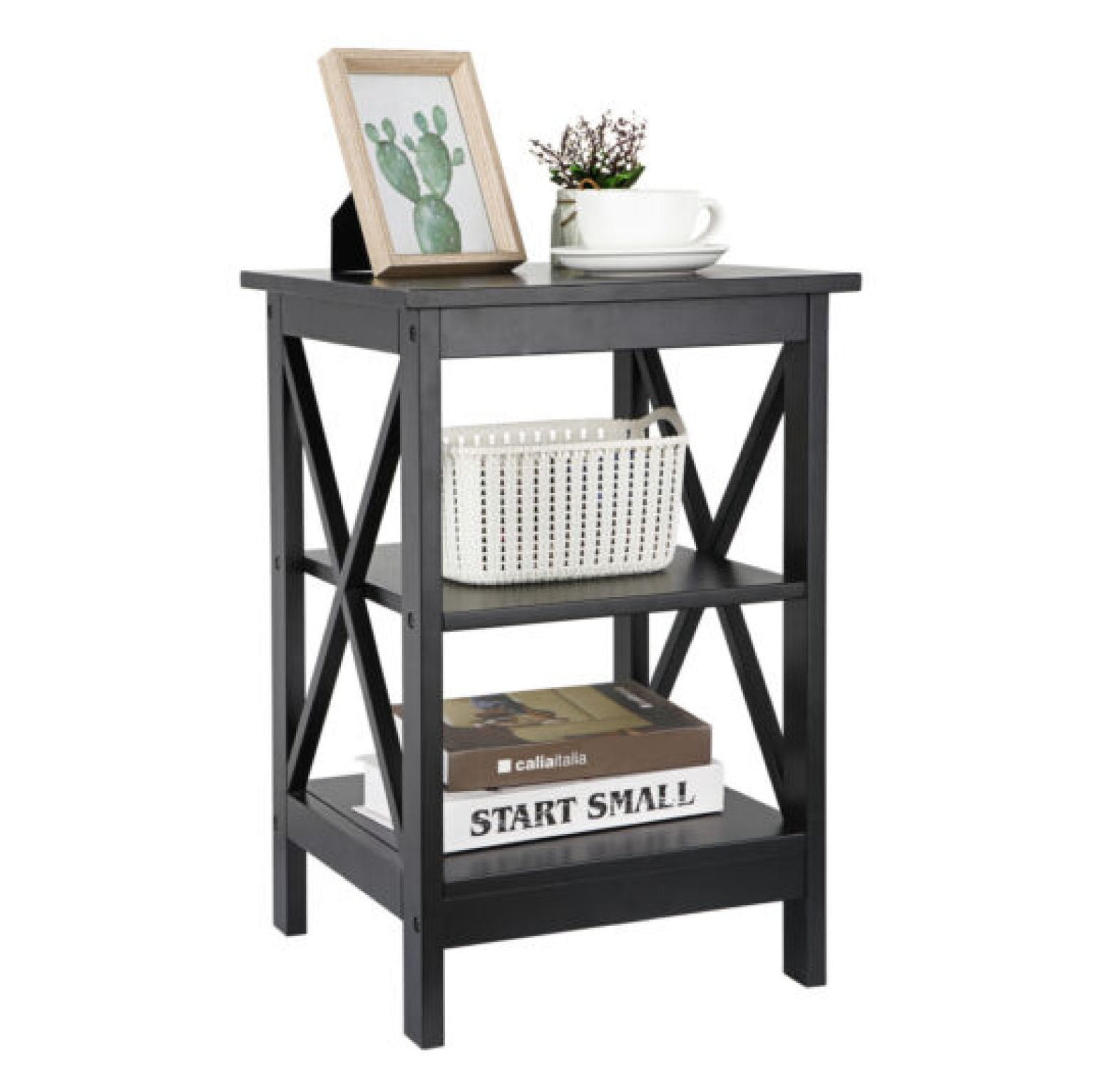 YANFEN 24 Inch End Table Sofa Side End Storage Shelf X-Design ...