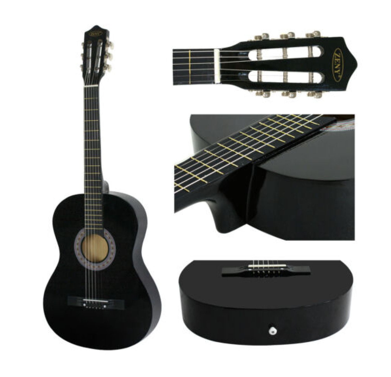 YANFEN 38" Acoustic Guitar Beginners With Guitar Case Strap Tuner and Pick Wooden Black38 inches ...