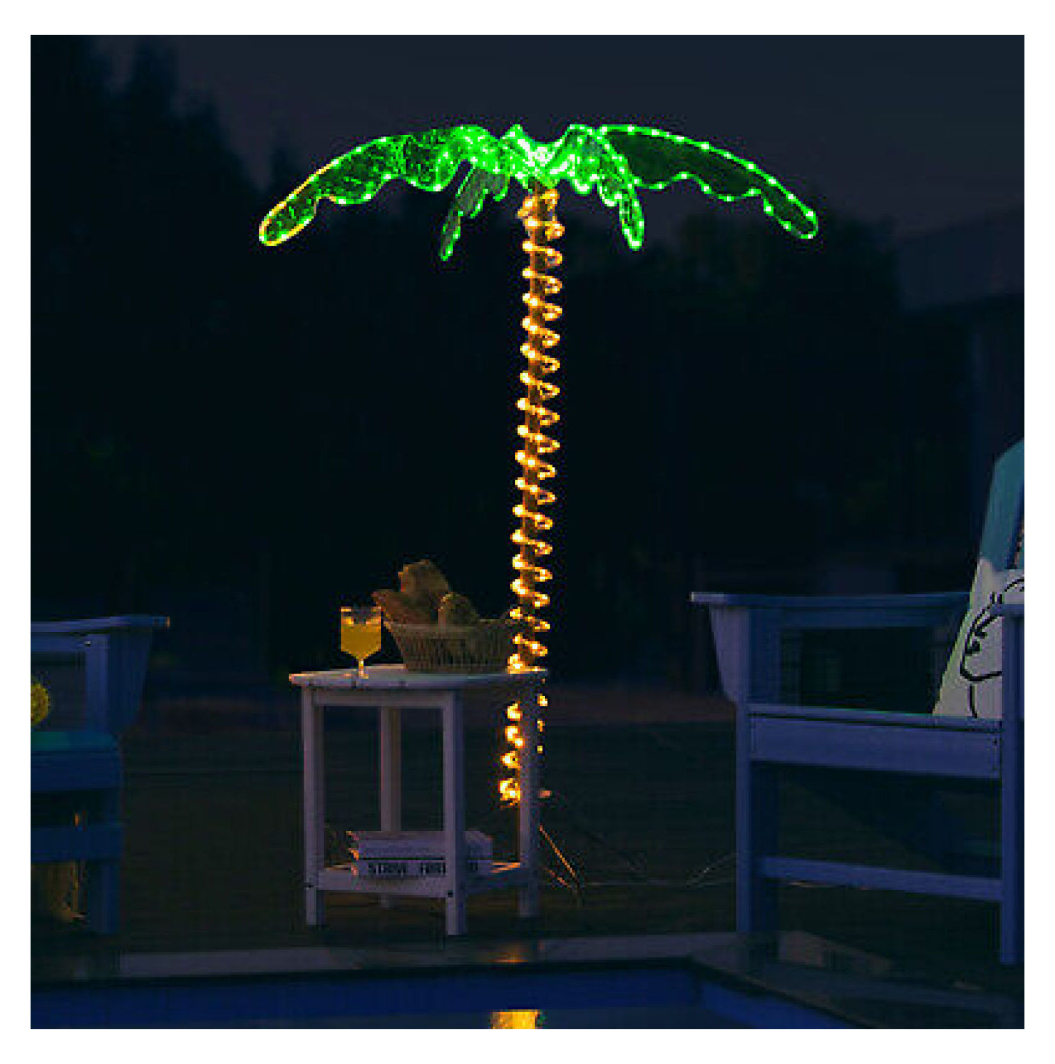 YANFEN 5 FT Tropical LED Rope Light Palm Tree Pre-Lit Artificial Palm ...