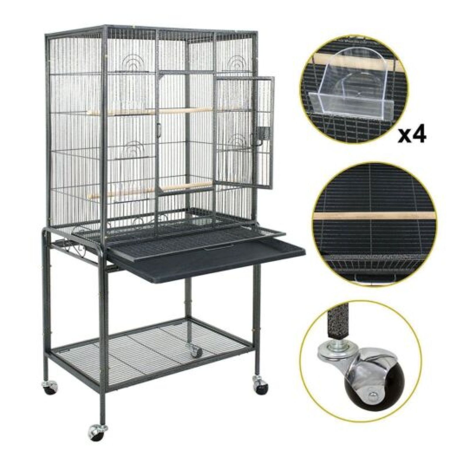YANFEN 53" Large Flight Cage with Rolling Stand Parrot Cockatiels Cage ...