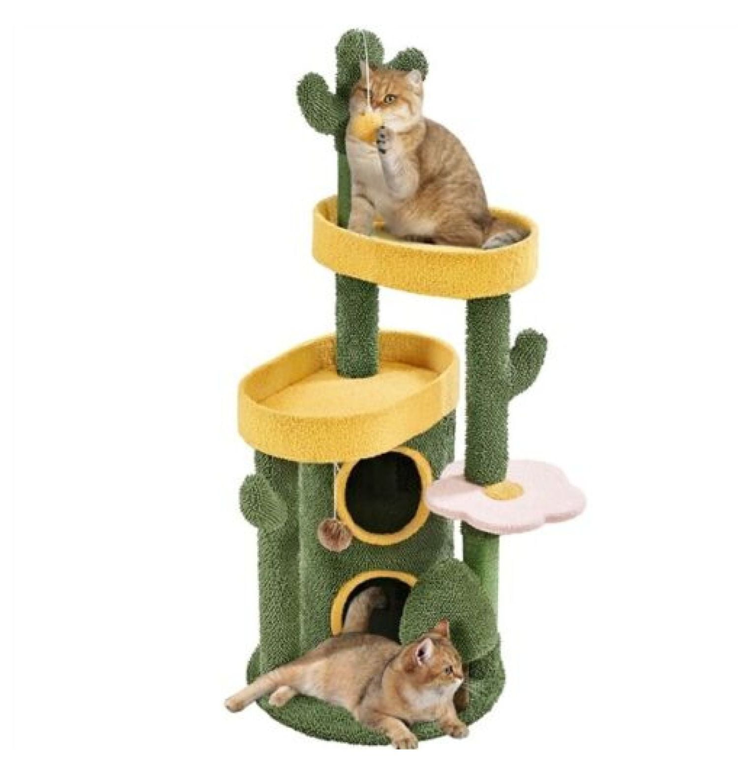 YANFEN Cactus Cat Tree for Indoor Cats, .5″ H -themed Cat Tower w/ 2 ...