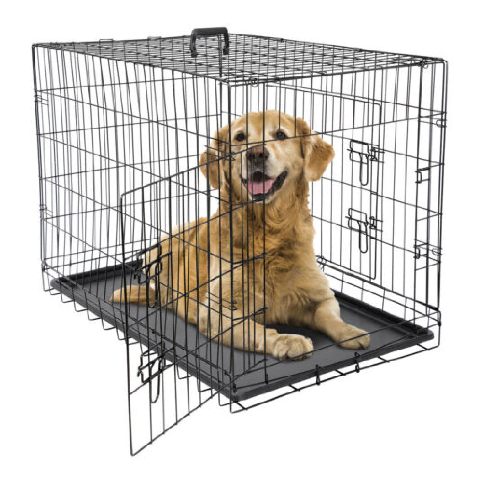 YANFEN Dog Crate Folding Metal Wire Dog Kennel Cage Double Door 30/36 ...