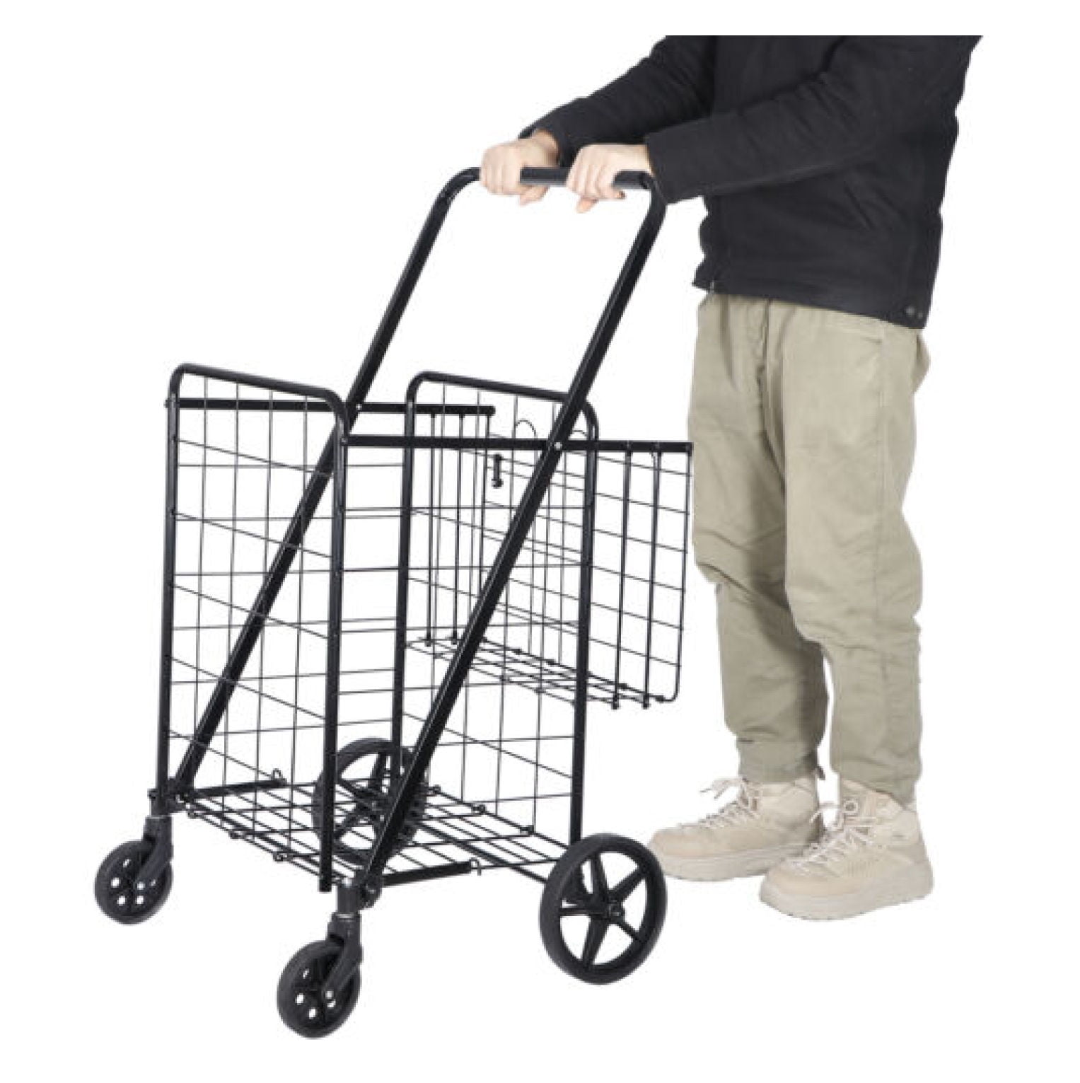 YANFEN Folding Shopping Cart Grocery Cart with Wheels 88 lbs Large ...