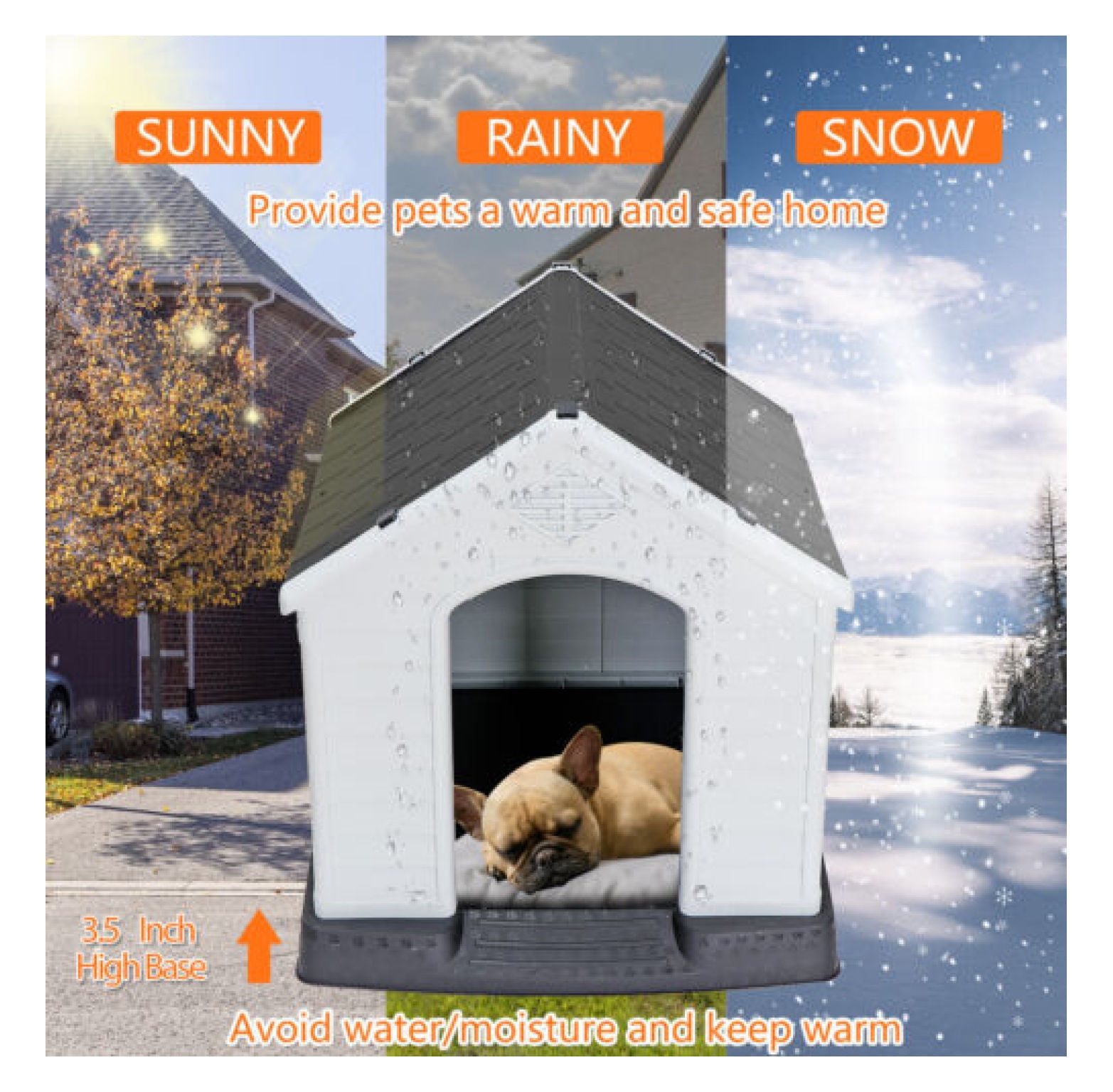 YANFEN Indoor Outdoor Dog House Pet Shelter Waterproof Doghouse with 28 ...