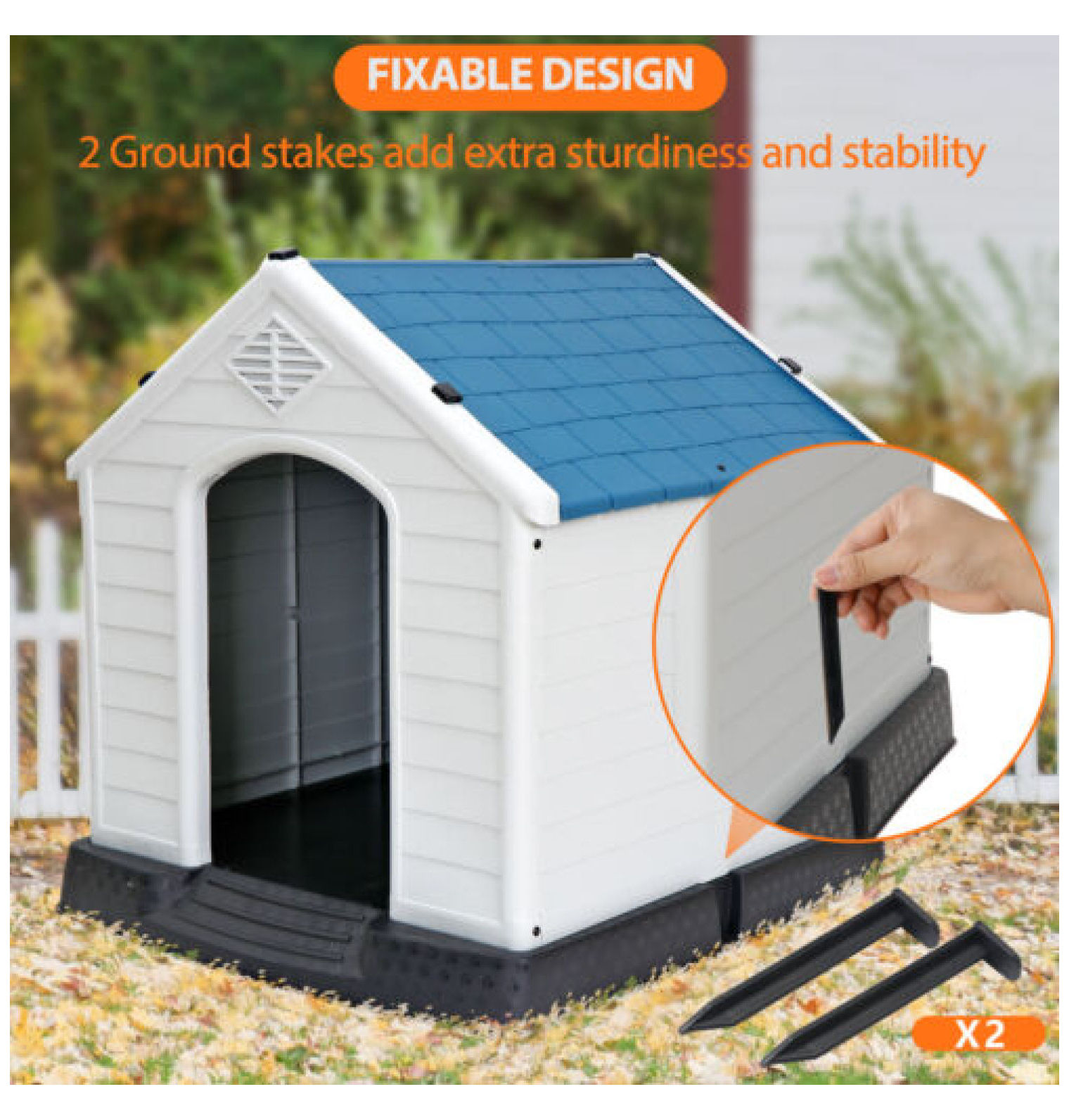 YANFEN Large Dog House Indoor Outdoor w/ Durable Plastic Dog House ...