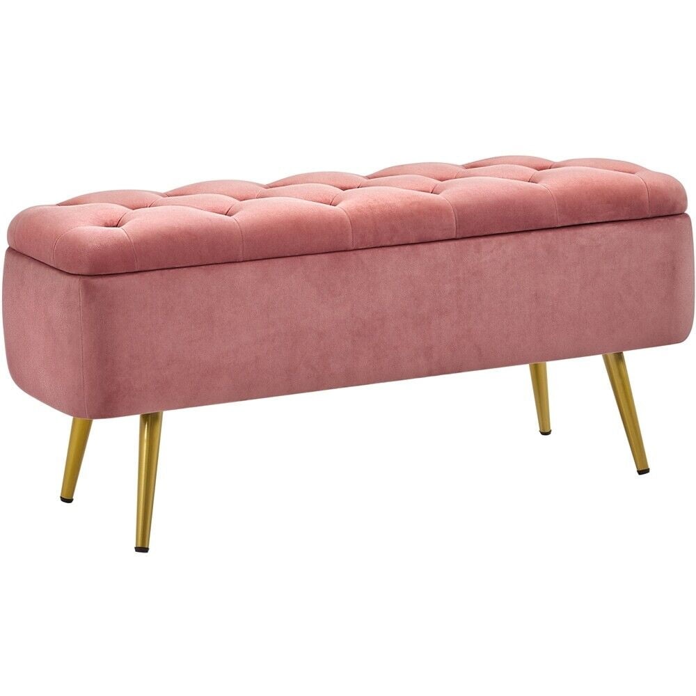 YANFEN Modern Ottoman Footstool Bench with Storage Bench, Upholstered ...