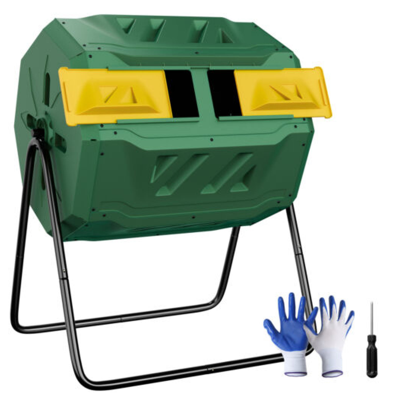 YANFEN Outdoor Compost Dual Rotating Compost Bin 43Gal Tumbling ...