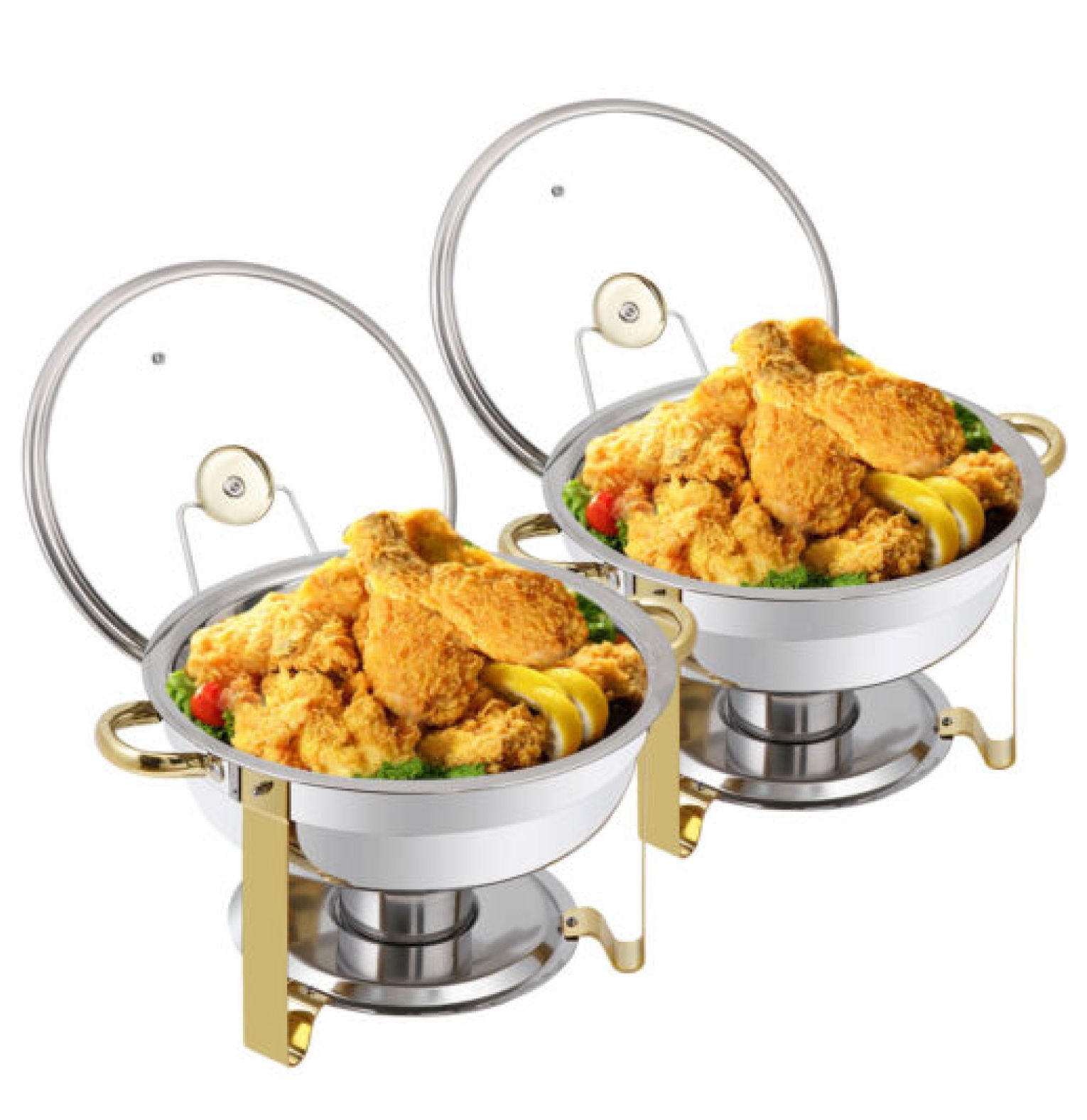 YANFEN Set of 2 Chafing Dishes Buffet 5 Qt Stainless Steel Buffet Set ...