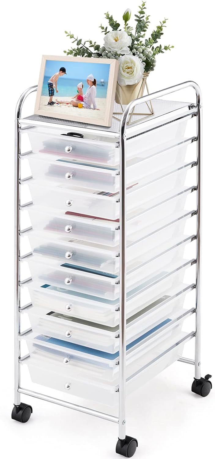 YANG2 10-Drawer Rolling Storage Drawer Cart, Utility Cart with ...