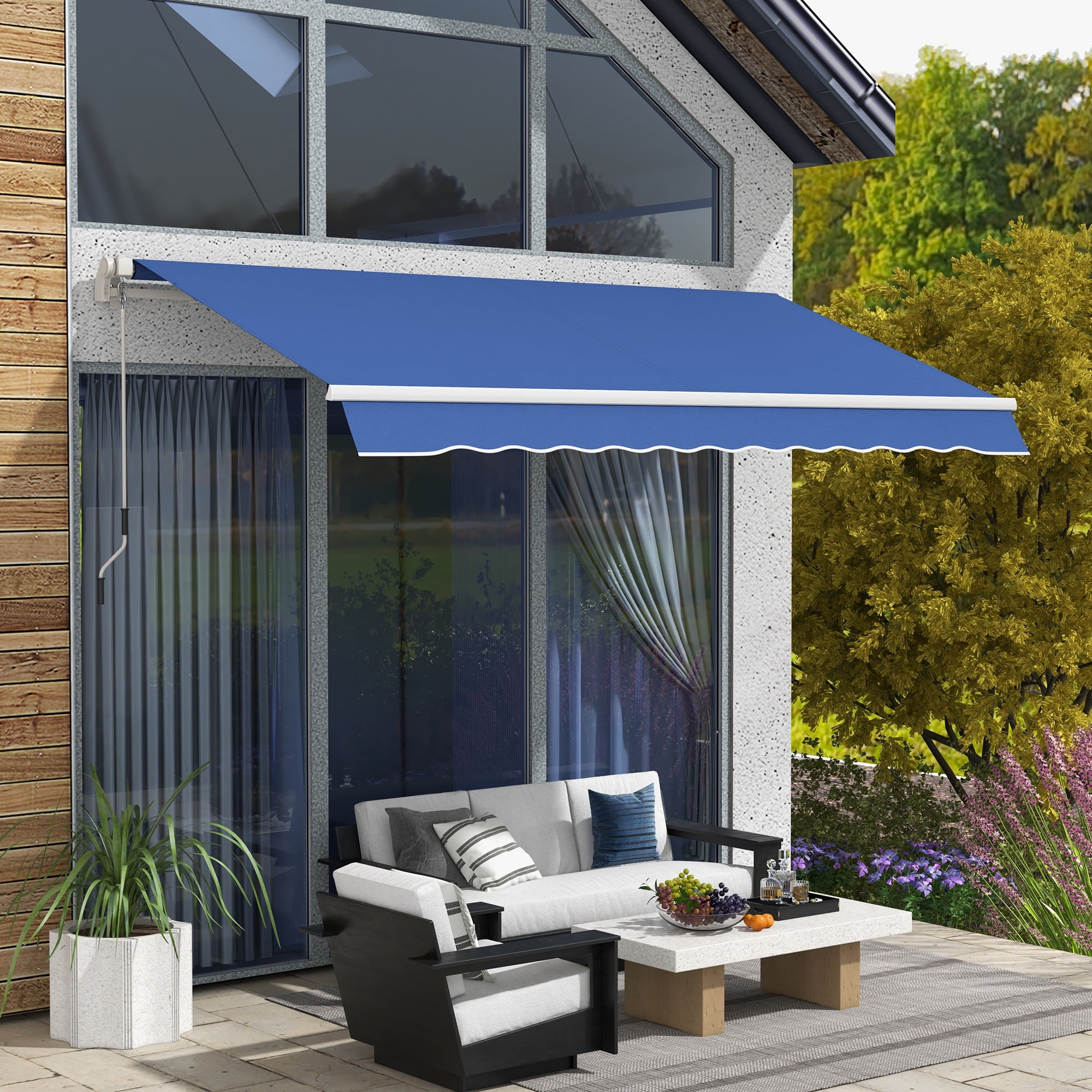 YANG2,12' x 10' Outdoor Manual Retractable Awning Window Sunshade ...