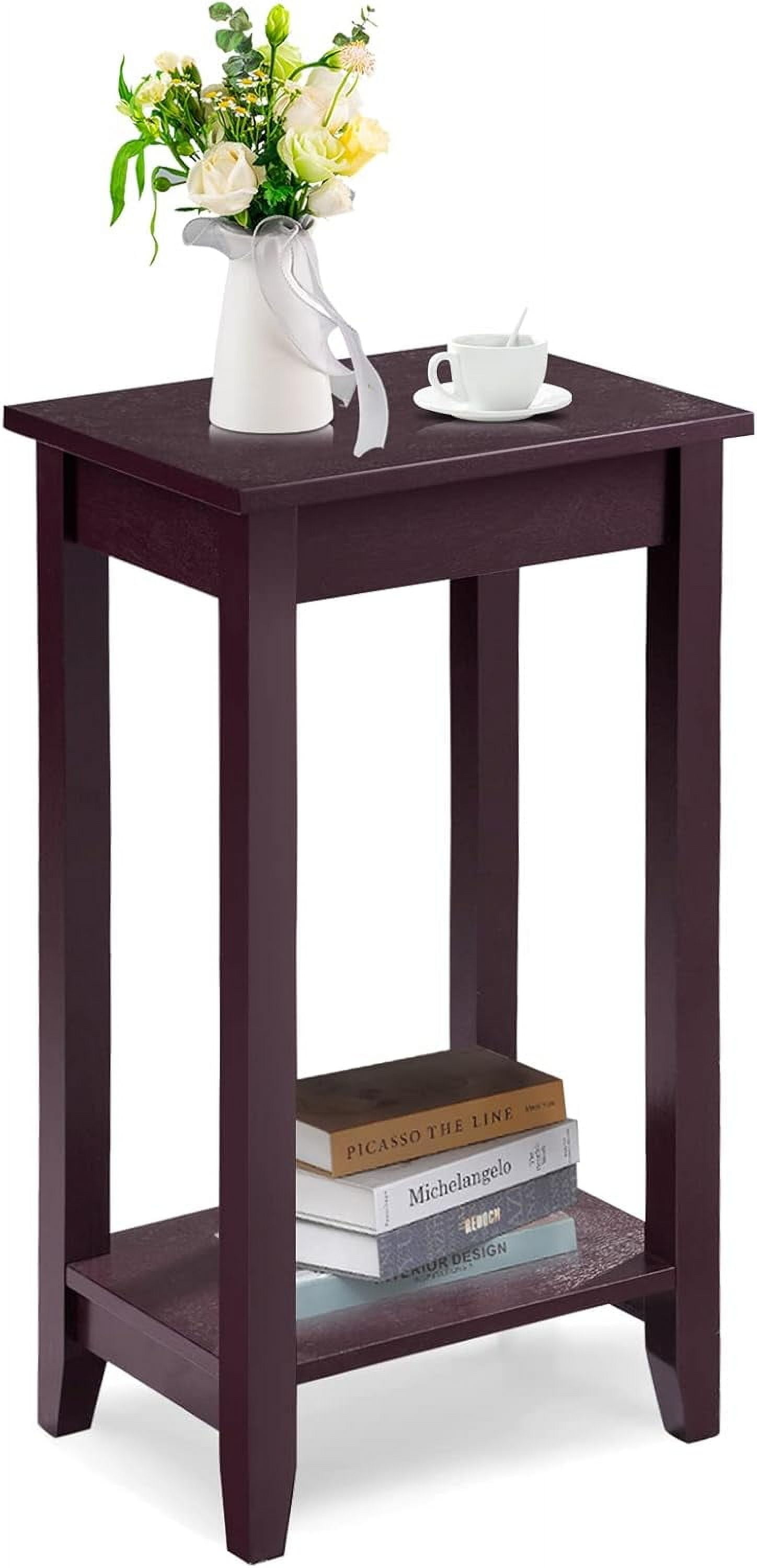 YANG2 2-Tier End Table Tall Nightstand, Simple Design Sofa Bedside ...